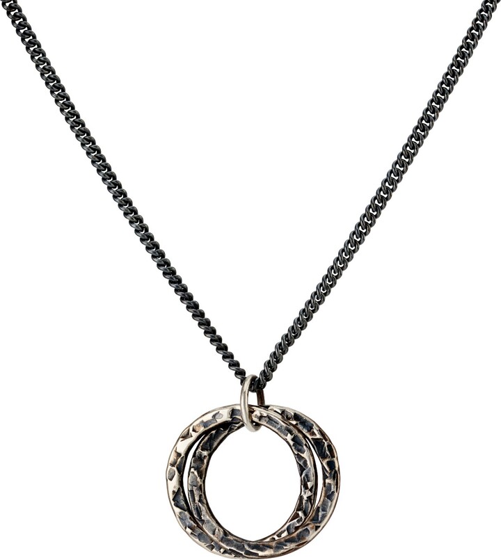 Posh Totty Designs Men's Oxidised Sterling Silver Textured Interlinking ...