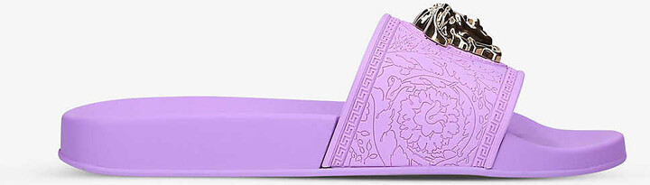 Versace Palazzo medusa-plaque rubber sliders - ShopStyle Flip Flop Sandals
