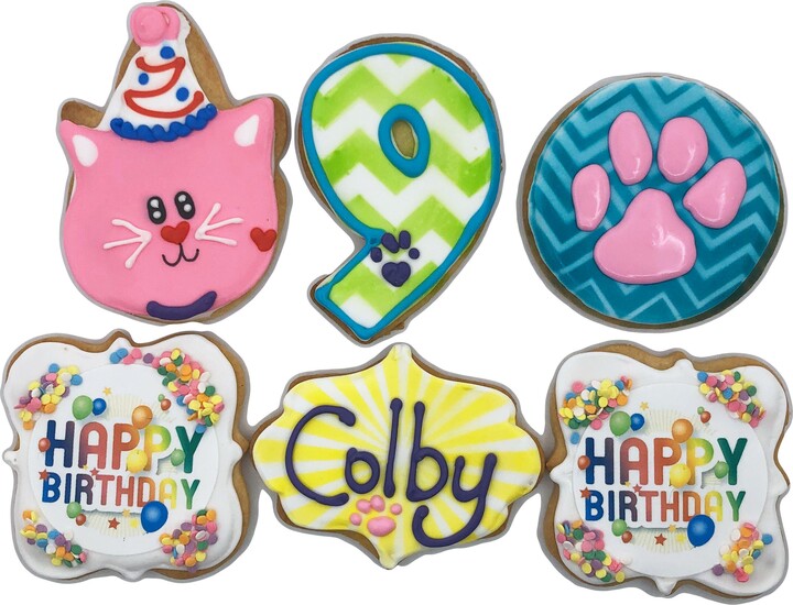 Etsy Cat Party Mix Cookies - Set Of 6 Crunchy Shortbread Cookies ...