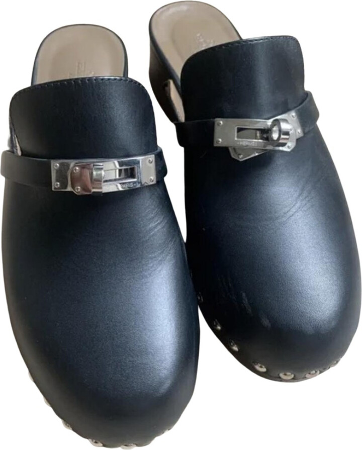 Hermes Carlotta leather mules & clogs - ShopStyle