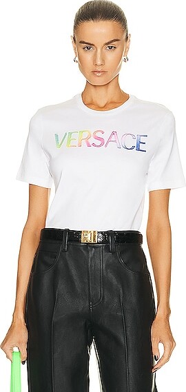 Versace Logo Rainbow T-Shirt in White - ShopStyle