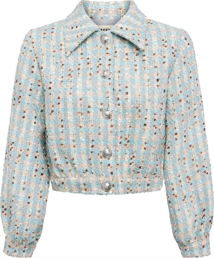L'Agence Women's Bridges Tweed Jacket In Neutral/sage Multi Tweed ...