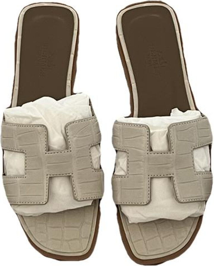 Hermes Oran leather mules - ShopStyle