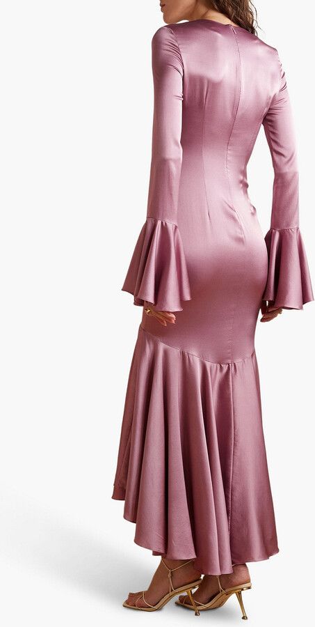 Caroline Constas Monique draped stretch-silk charmeuse midi dress ...