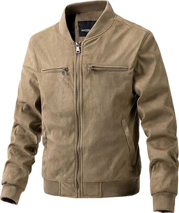 Generic 100 Percent Wool Peacoat Pilot Leather Jacket Mens Faux Suede ...