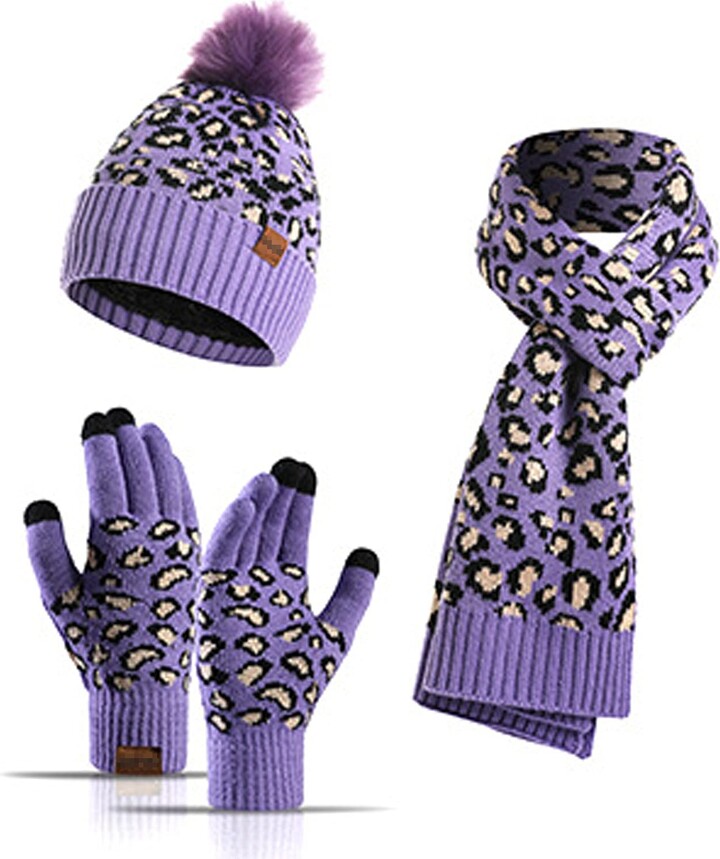 Winmany Women Winter Hat Scarf Gloves Set 3PCS Knitted Hat Warmer Scarf ...