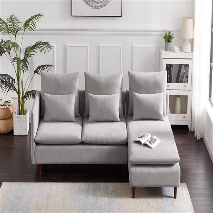 TONWIN Water Ripple Suede L-shaped Sofa with Chaise Longue - ShopStyle ...