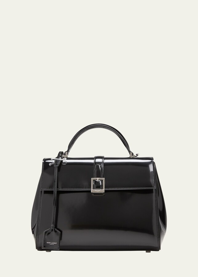 Saint Laurent Le Fermoir Small Top-Handle Bag in Spazzolato Leather ...