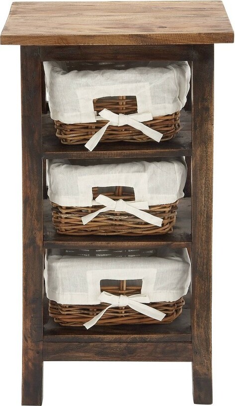 Small Wood Shelf with Basket Drawers Dark Brown - Olivia & May ...
