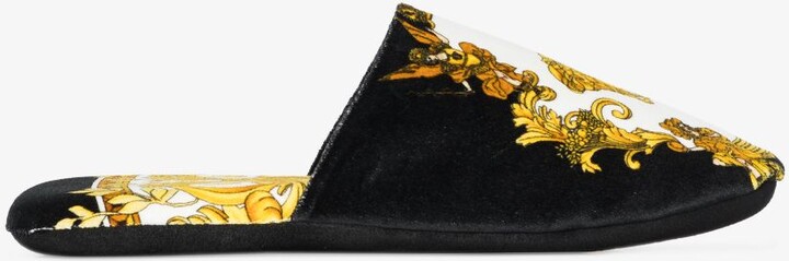 Versace Black Medusa Renaissance Print Slippers - ShopStyle
