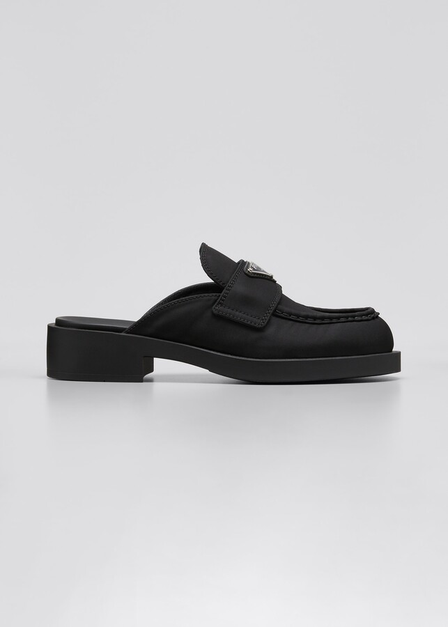 Prada Nylon Sabot Loafer Logo Mules - ShopStyle