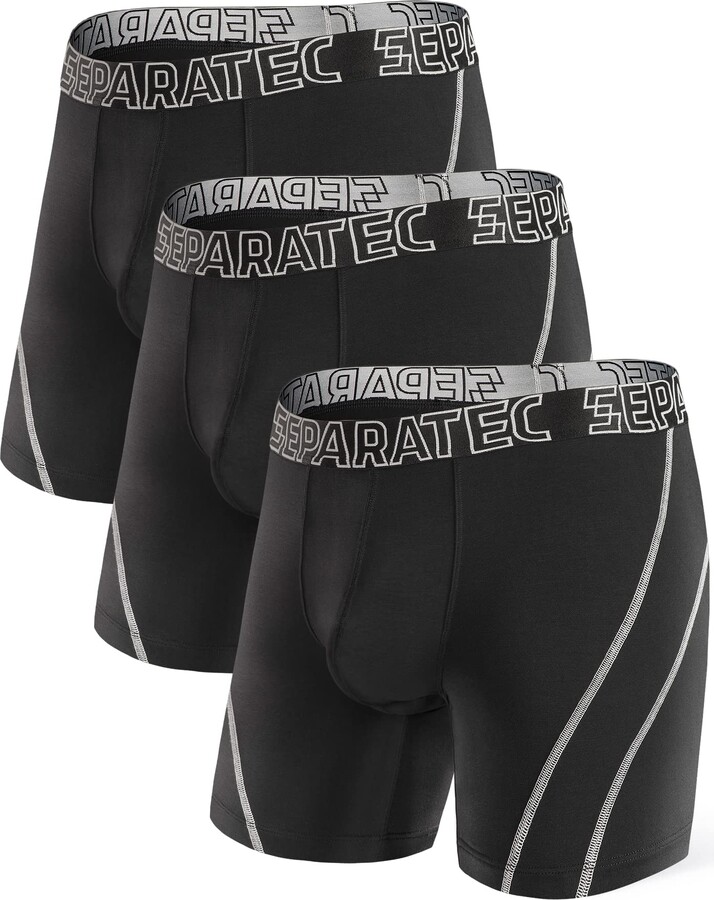 Separatec Men's Boxer Briefs Smooth Bamboo Rayon with Separated Pouches ...