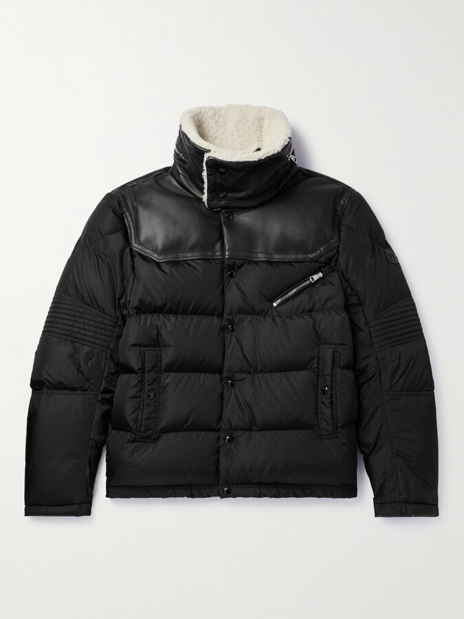 Moncler Logo-Appliquéd Shearling and Leather-Trimmed Quilted Shell Down ...