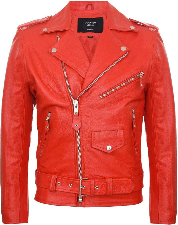 TruClothing Mens Cow Hide Original Cross Zip Brando Biker Motorcycle ...