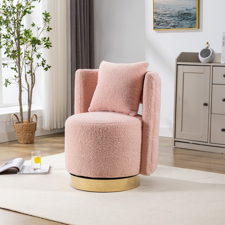 RASOO Velvet Single Person Swivel Chair, Rose Gold Chair Legs, Soft ...