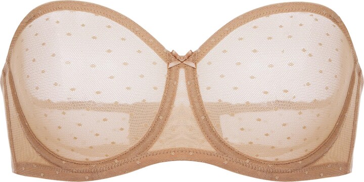 DOBREVA Women's Strapless Bra See Through Sheer Underwired Bras Unlined ...