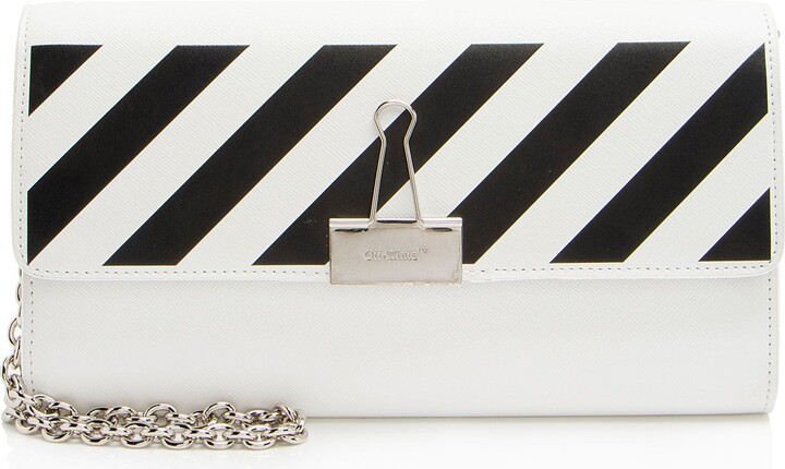 Off-White Leather Diag Binder Clip Wallet on Chain - ShopStyle
