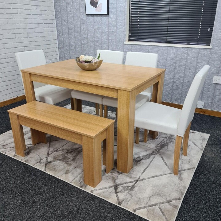 KOSY KOALA Kitchen Dining Table With 4 Wooden Chairs and A Bench ...