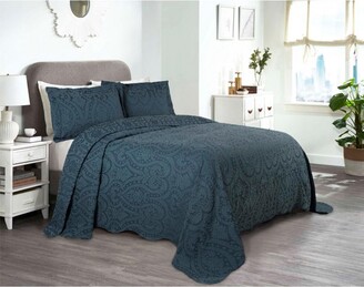 Vintage Cotton Blend Jacquard Floral Scalloped Edges Bedspread Set ...