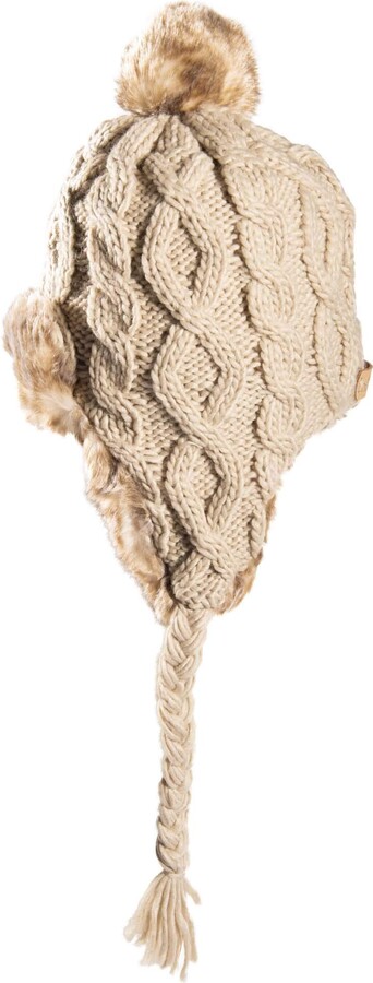 Aran Traditions Faux Fur Trim Trapper Hat Oatmeal Shopstyle