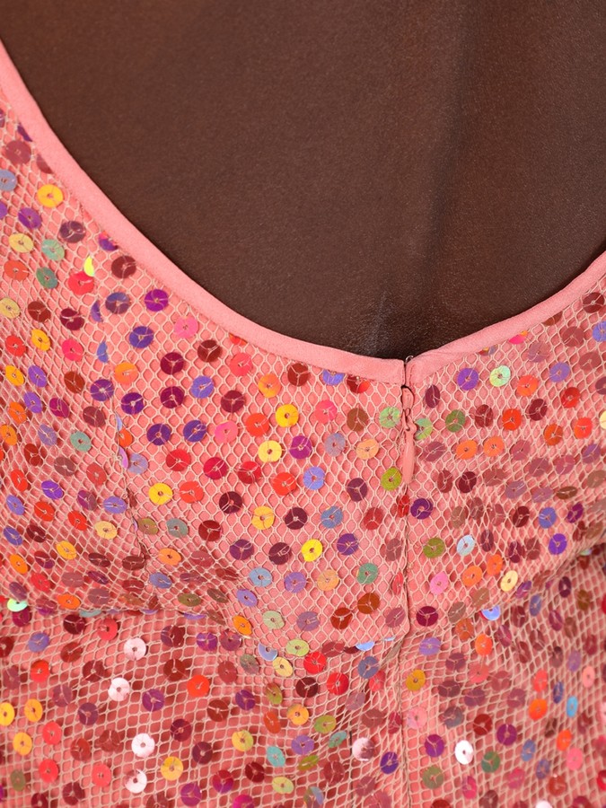 MARKARIAN Mars Iridescent Coral Sequin Bias Corset Dress - ShopStyle