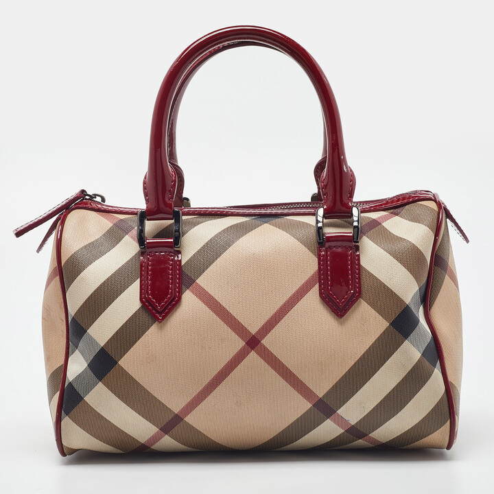 Burberry Red Nova Check PVC and Patent Leather Chester Boston Bag ...