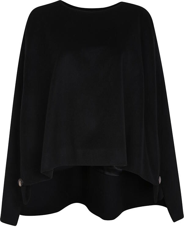 Emma Jane Knight Cape In Pure Woven Black Cashmere With Lining - ShopStyle