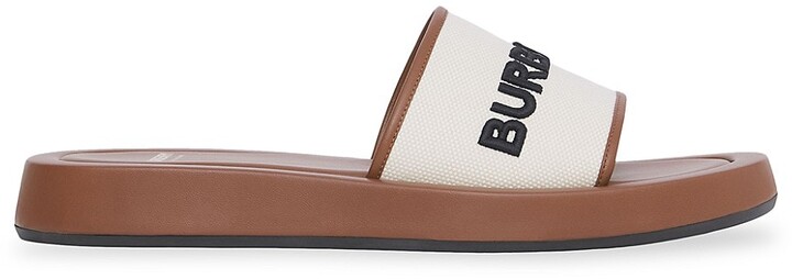 Burberry Fussbett Logo Canvas Sandals - ShopStyle