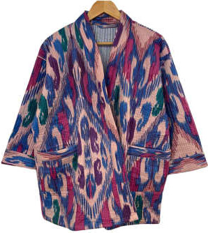Behotribe & Nekewlam Jacket Pure Cotton Quilted Reversable Ikat Lilac ...