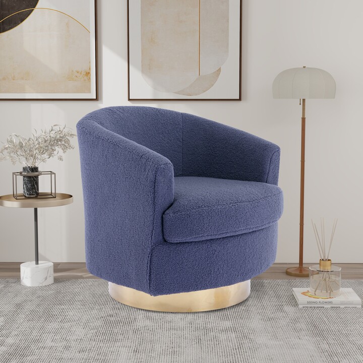 RASOO Boucle Swivel Accent Barrel Chair with Gold Base - ShopStyle ...