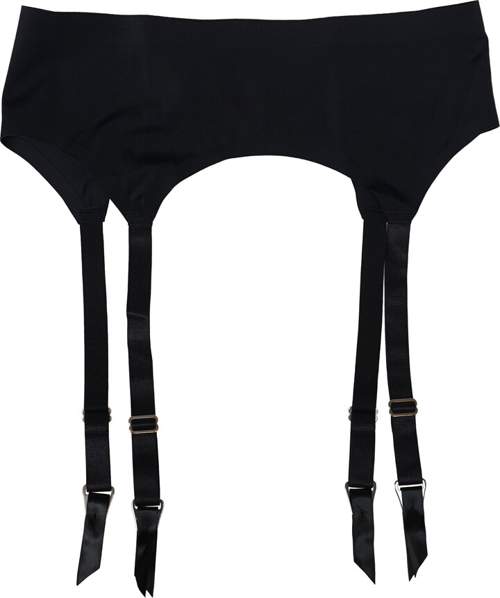 TVRtyle Women Black Seamless 4 Wide Straps Metal Buckles Sexy Garter ...