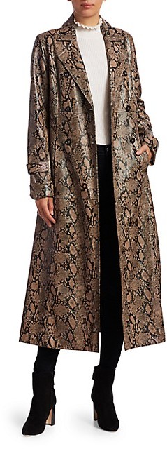 Frame Python-Embossed Leather Trench Coat - ShopStyle