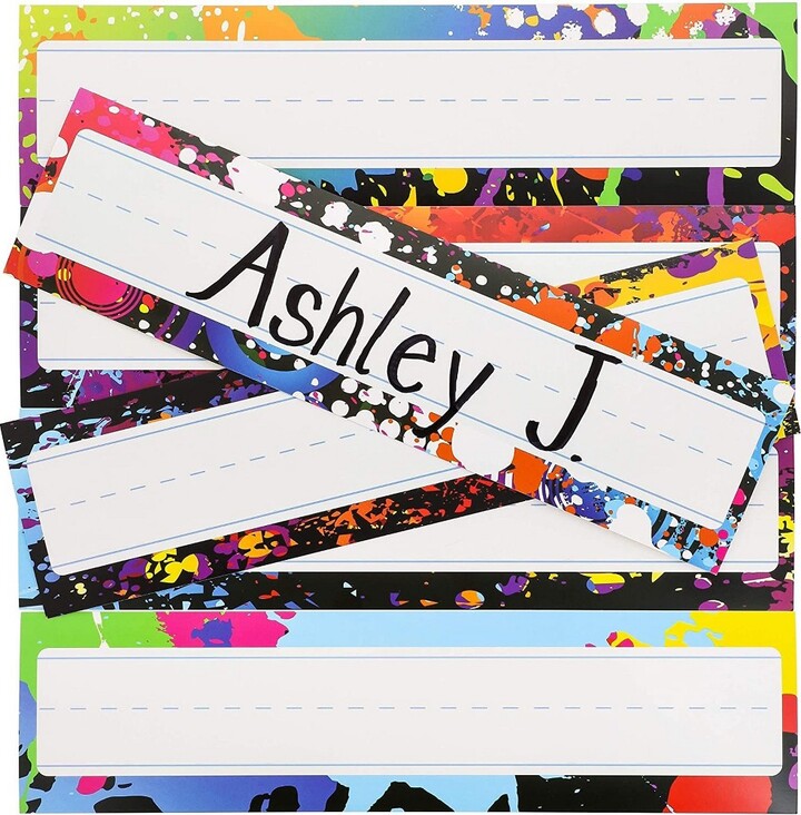 Juvale Desk Nameplates - 48-Pack Colorful Desktop Reference Name Plates ...