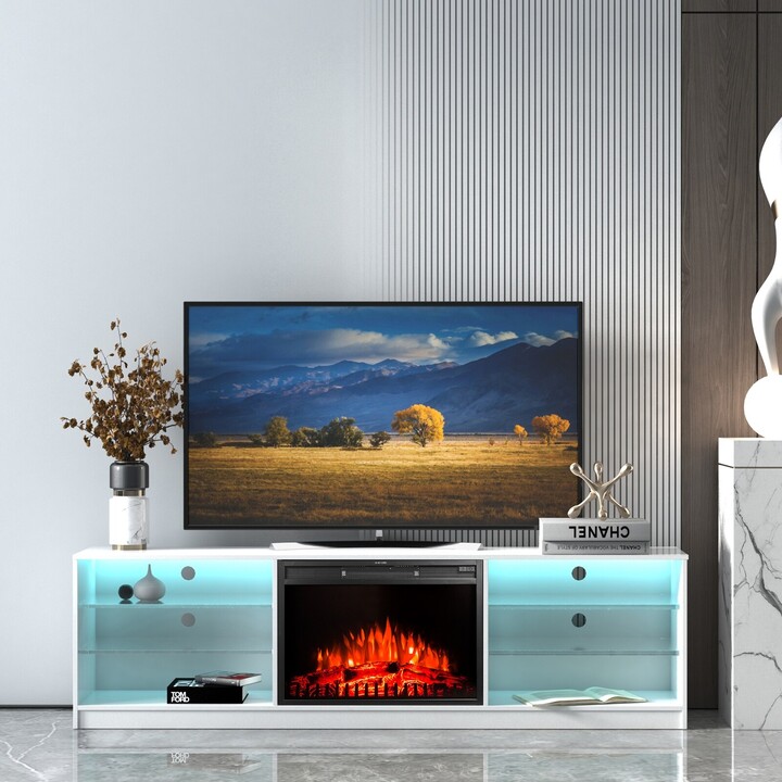 Sunmory Electric Fireplace TV Console, Entertainment Center TV Cabinet ...