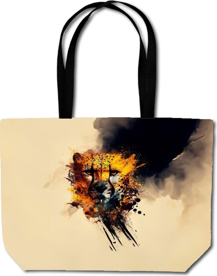 Warren Reed - Designer Cheetah Face Splashart Beach Shopper Tote Bag ...