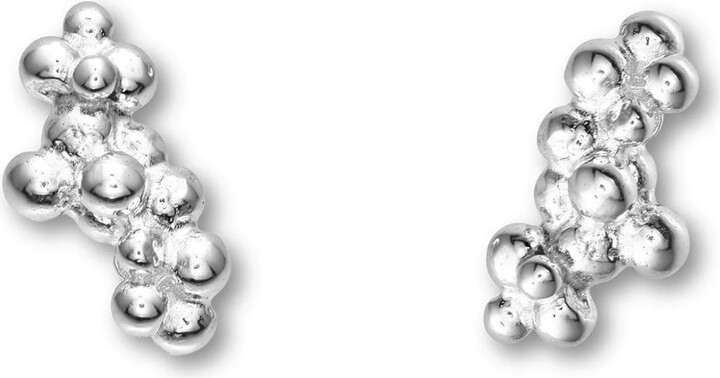 Eva Remenyi Women's Céleste Deux Caviar Stud Earrings Silver - ShopStyle