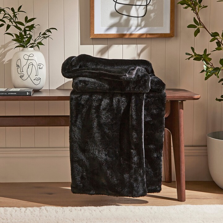 Dunelm Lenon Plush Throw Black - ShopStyle Weighted Blankets