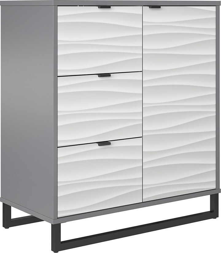 Ameriwood Home Fulton Faux Wave Pattern with Graphite 1 Door / 3 Drawer Accent Cabinet - ShopStyle