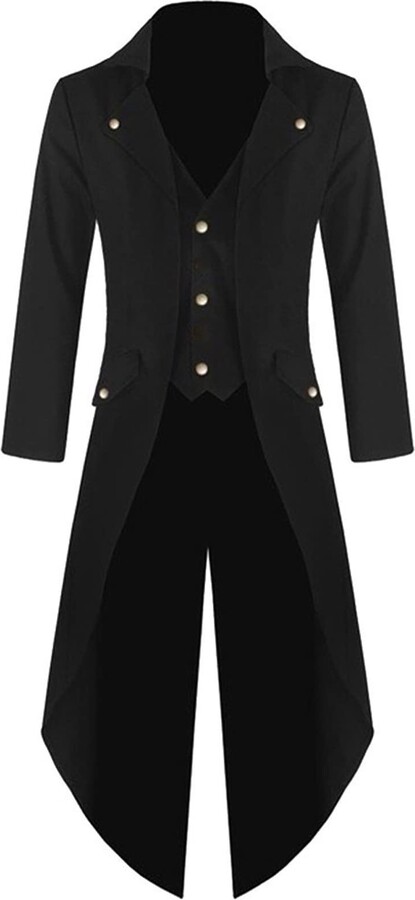 HULKAY Mens Vintage Tailcoat Jacket Goth Long Steampunk Formal Gothic Victorian Frock Coat ...