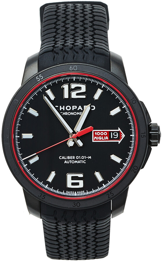 Chopard Black Stainless Steel and Rubber Mille Miglia GTS Speed Black 8565 Men's Wristwatch 43mm ...