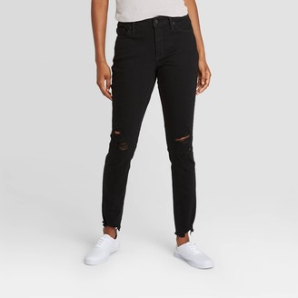 Universal Thread Women's Mid-Rise Skinny Jeans Black 00 - ShopStyle