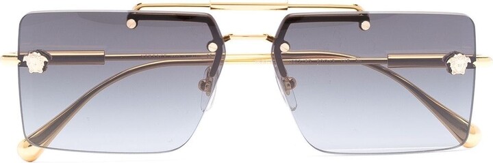 Versace Medusa-detail rectangle sunglasses - ShopStyle