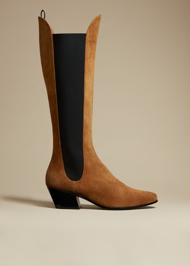 KHAITE The Chester Boot in Caramel Suede - ShopStyle