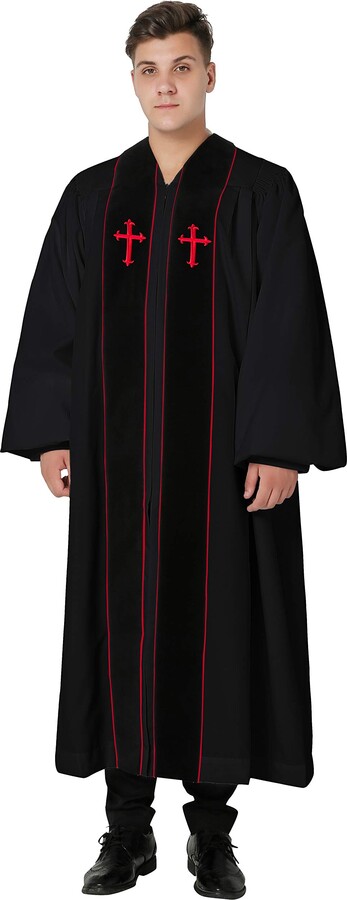 IvyRobes Clergy Robe Cleric for Pulpit Black 60(6'3"-6'5") XXL ...