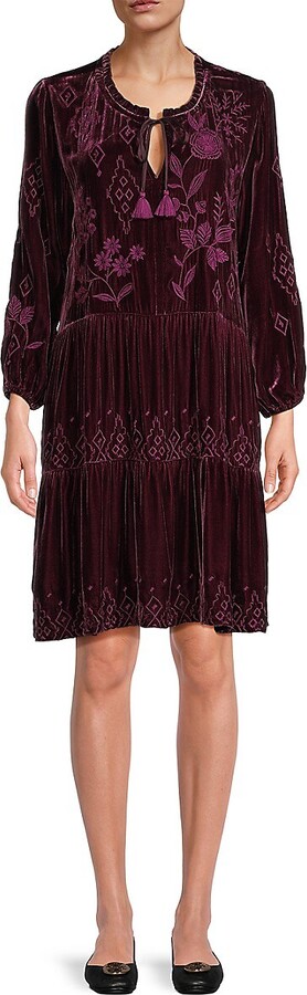 Johnny Was, Plus Size Ivey Floral Velvet Tiered Dress - ShopStyle
