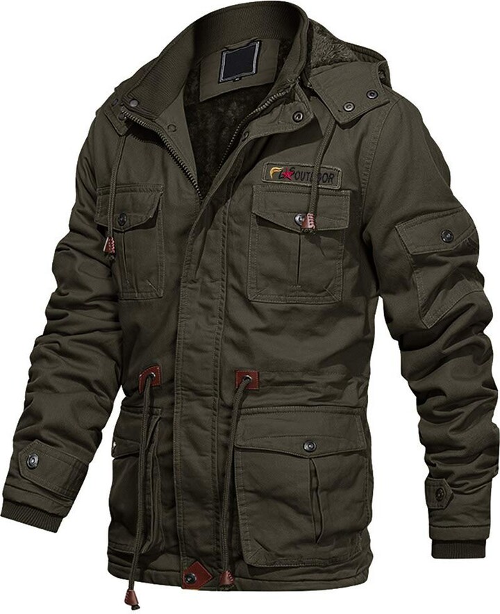 EKLENTSON Winter Jacket Cotton Thick Warm Cargo Coat Military ...