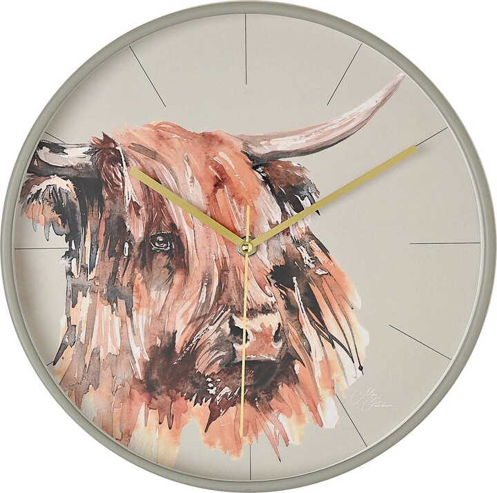 Meg Hawkins Highland Cow Wall Clock Grey - ShopStyle