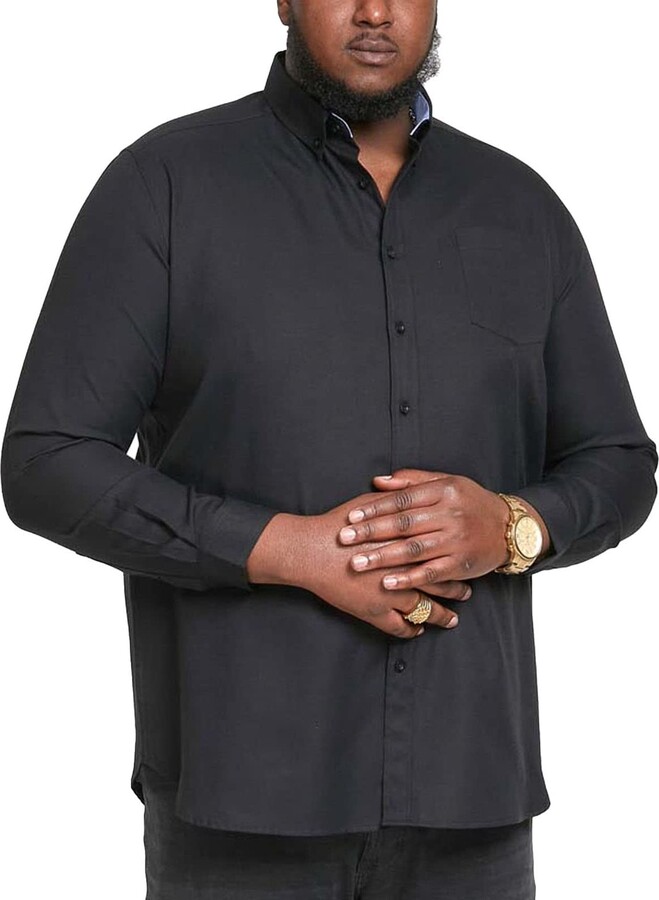 D555 Men's Plus Size Richard Basic Oxford Long Sleeve Shirt in Black 8XL - ShopStyle