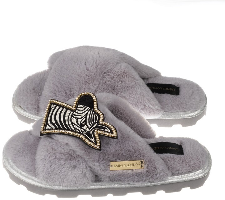 LAINES LONDON - Ultralight Chic Grey Slippers / Sliders With Deluxe ...