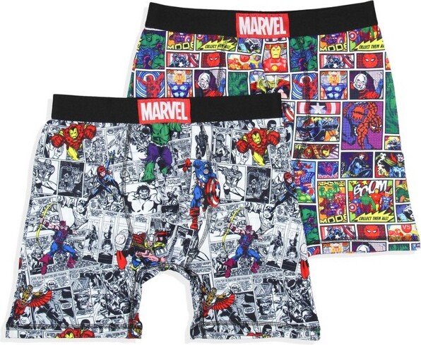 Intimo Marvel Mens' 2 Pack Vintage Superhero Comic Boxers Underwear ...